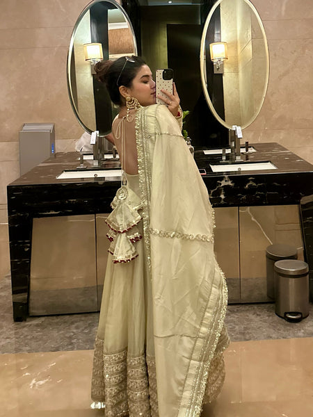 Neha’s Beige Dress Festive Anarkali Suit Set For Wedding & Diwali Outf ...